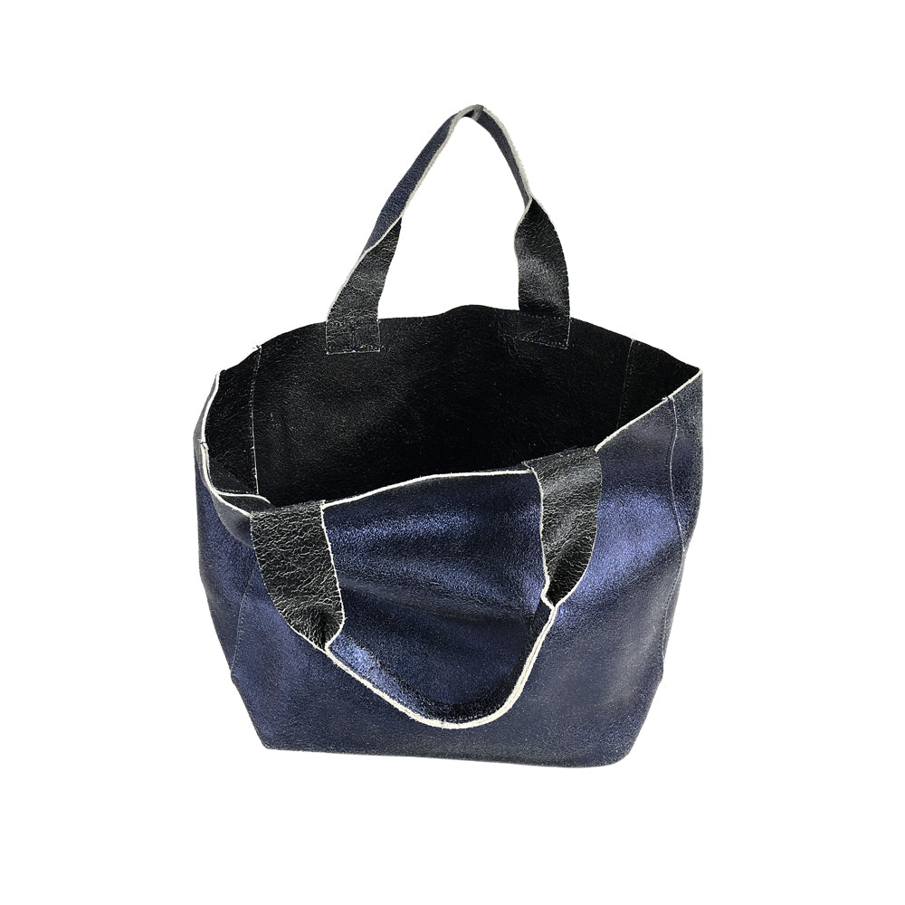 METALLIC DISTRESS DOUBLE FACED REBECCA TOTE – traceytanner